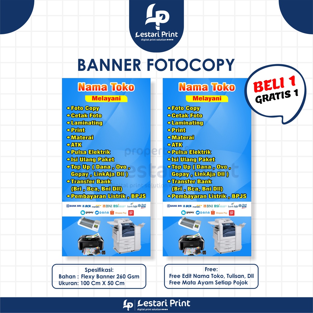 Jual BANNER FOTOCOPY | UK. 50CM X 100CM | BELI 1 GRATIS 1 | CUSTOM ...
