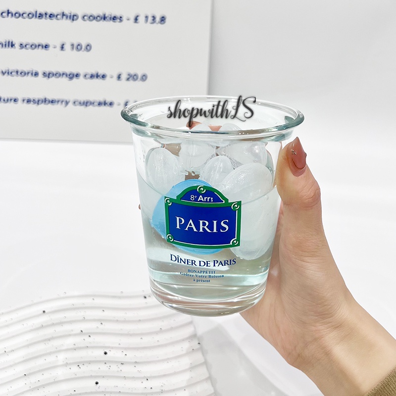 Jual PARIS Glass Cup/Gelas Kaca Estetik/Aesthetic Glass/Home Cafe Glass ...