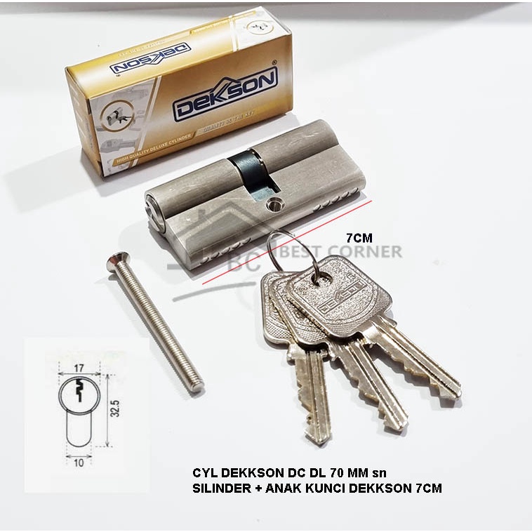 Jual Silinder Kunci Pintu Dekkson 70 mm / 7 cm Cylinder DEKSON DC ...