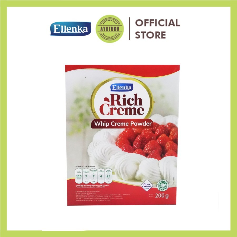Jual Rich Creme Ellenka Whipping Cream Powder - 200gr / 400gr | Shopee ...