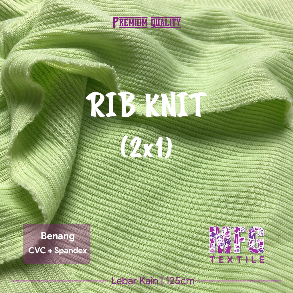 Jual MFG TEXTILE - Kain Rib Knit 2x1 (Melon Hijau Muda) - Kain Rib Knit ...