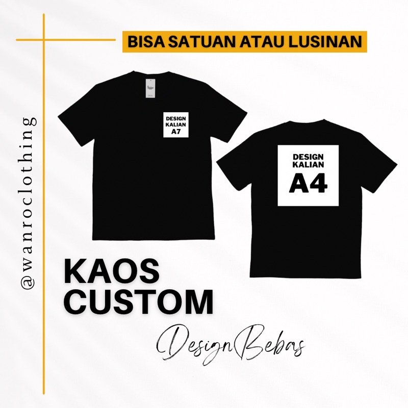 Jual KAOS CUSTOM / SABLON / LOGO A7 + GAMBAR A4 | Shopee Indonesia