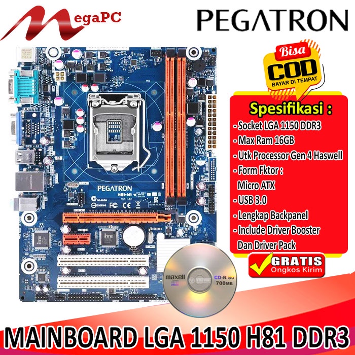 Jual Mainboard Intel LGA 1150 H81 Ddr3 Pegatron Support gen 4 Ada USB 3 ...