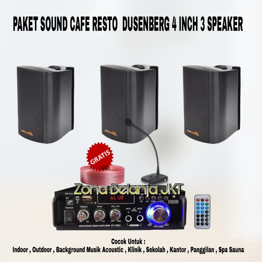Jual PAKET SOUND SYSTEM CAFE RESTO SPEAKER DUSENBERG 4 INCH 3 SPEAKER ...