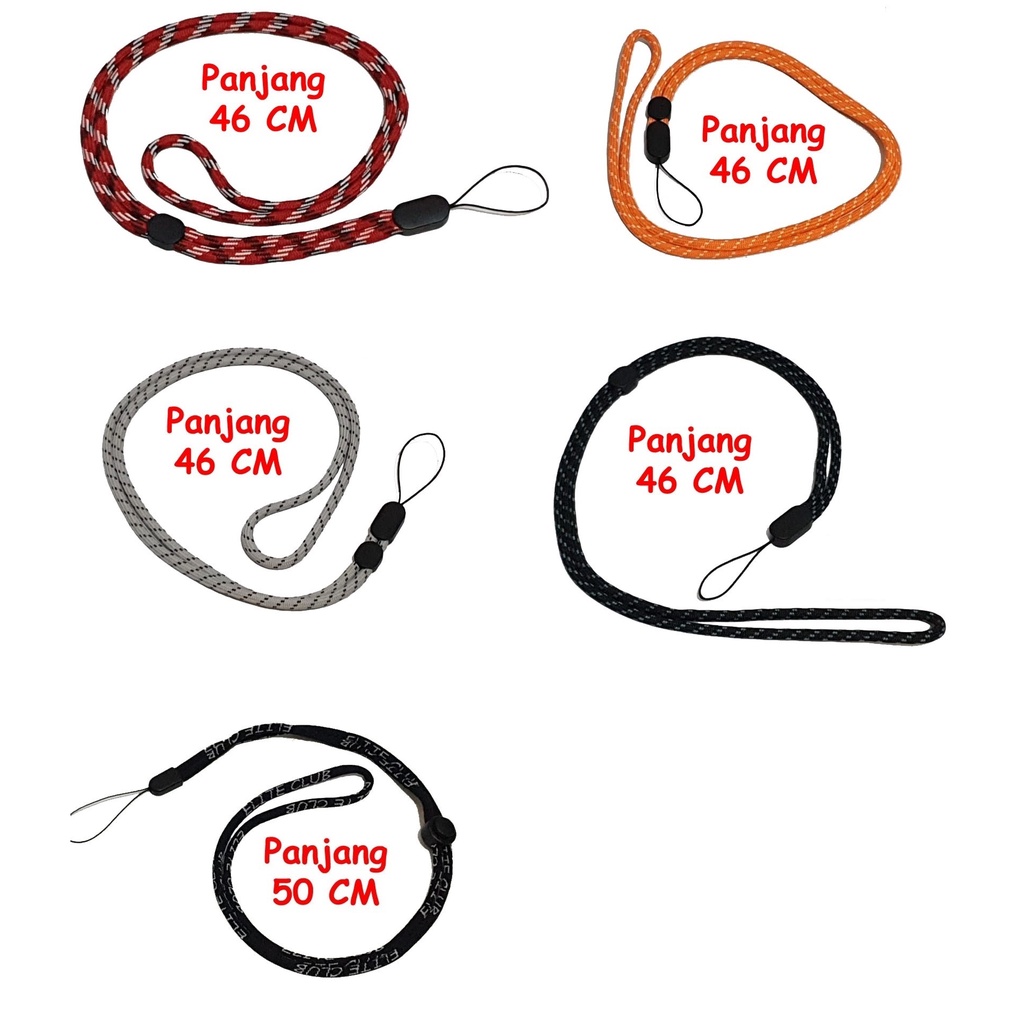 Jual Tali Gantungan Lanyard Rounded bulat Adjust text Ring karet 13 20 ...
