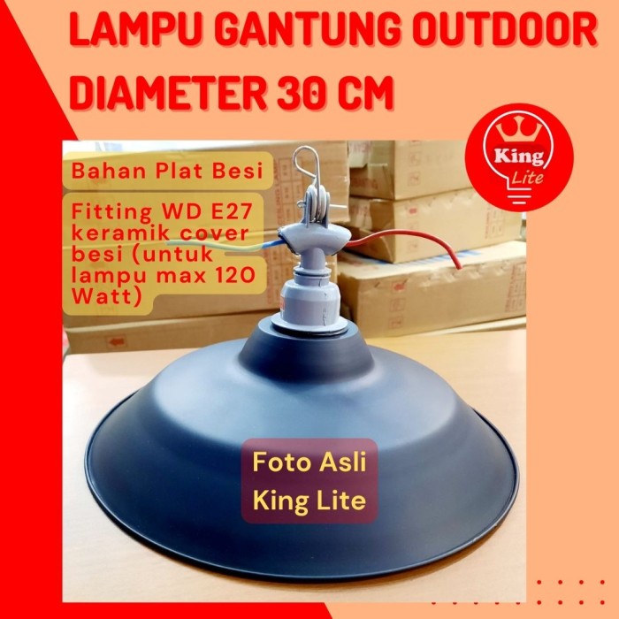 Jual Lampu Gantung Kap Lampu Gantung Outdoor Wd 30 Cm Hitam + Fitting | Shopee Indonesia