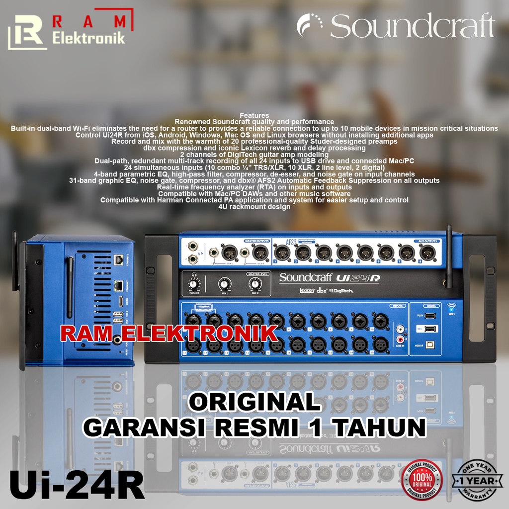 Jual Mixer Digital Soundcraft Ui24R / Ui24 R Original ( 24 CHANNEL ...