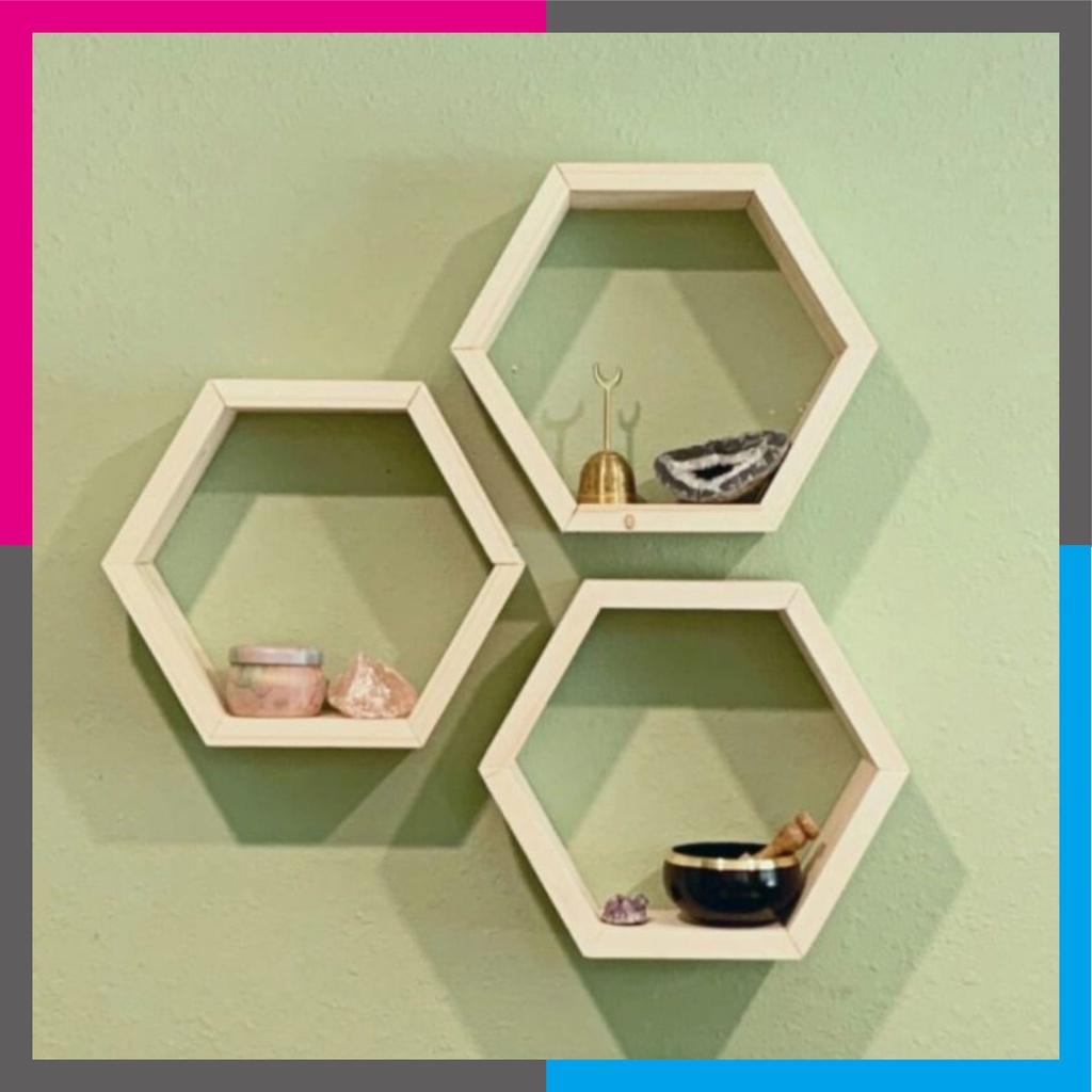 Jual Rak Kayu Hexagonal Rak Dinding Minimalisrak Hexagonal Rak Enam