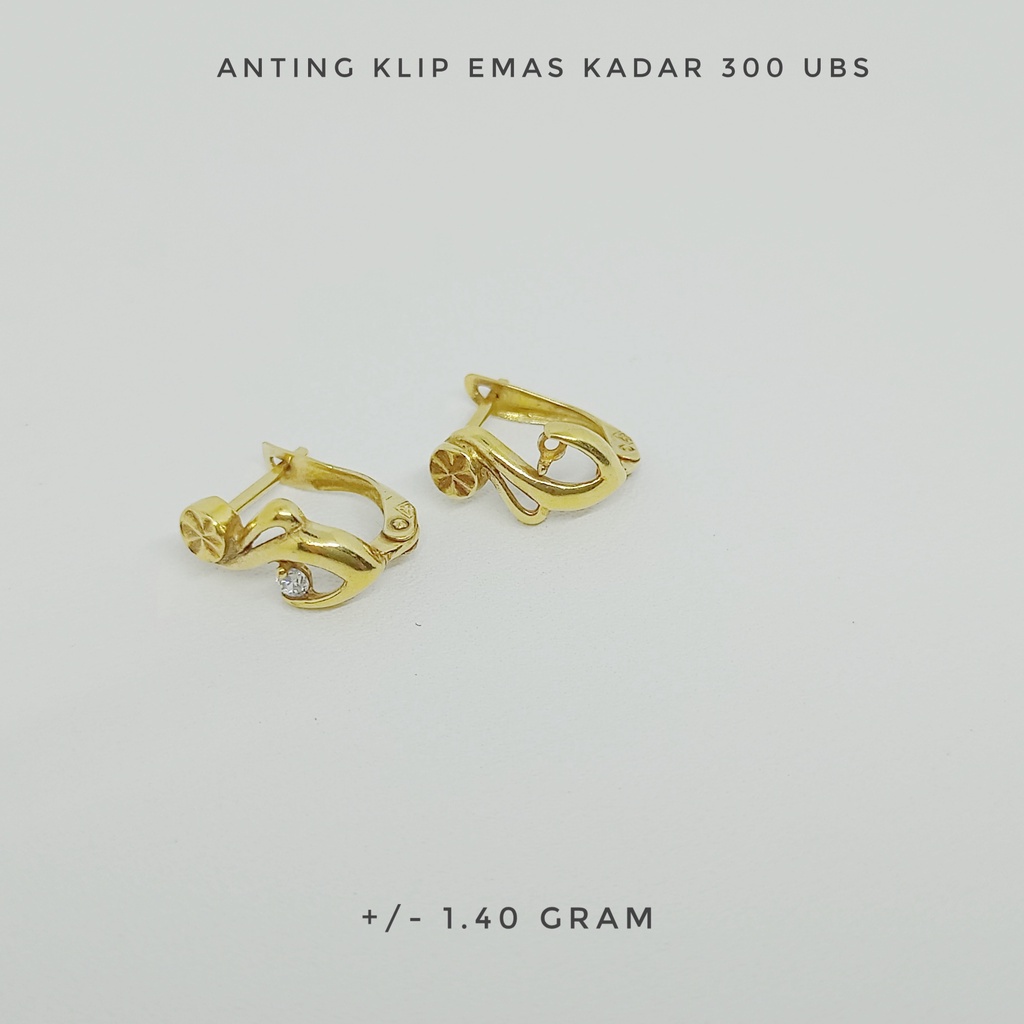Jual Anting Klip UBS Emas Kadar 300 Estimasi Berat 1.40 gram | Shopee ...