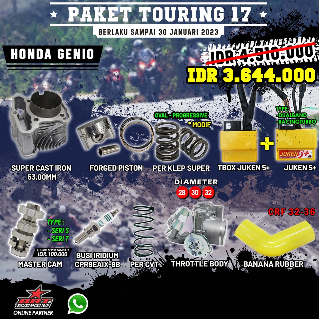 Jual PAKET TOURING 17 GENIO / ALL NEW BEAT BORE UP 130 CC BRT - BLOK ...
