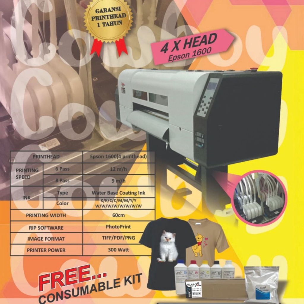 Jual Printer DTF Sablon tepung Large Format 60 cm Builtup Oven otomatis ...