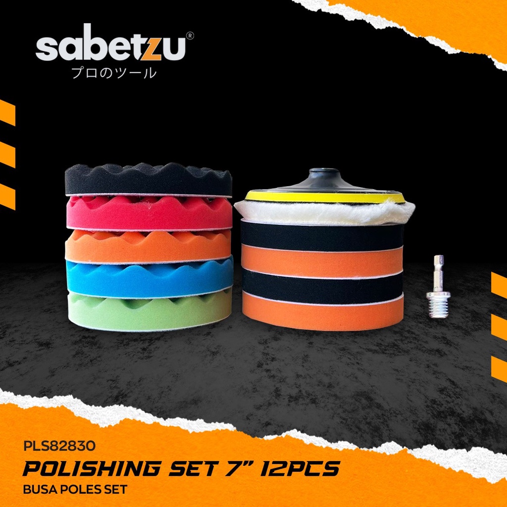 Jual Busa poles set 12pcs 7 inch sabetzu sponge polishing set spon pad ...