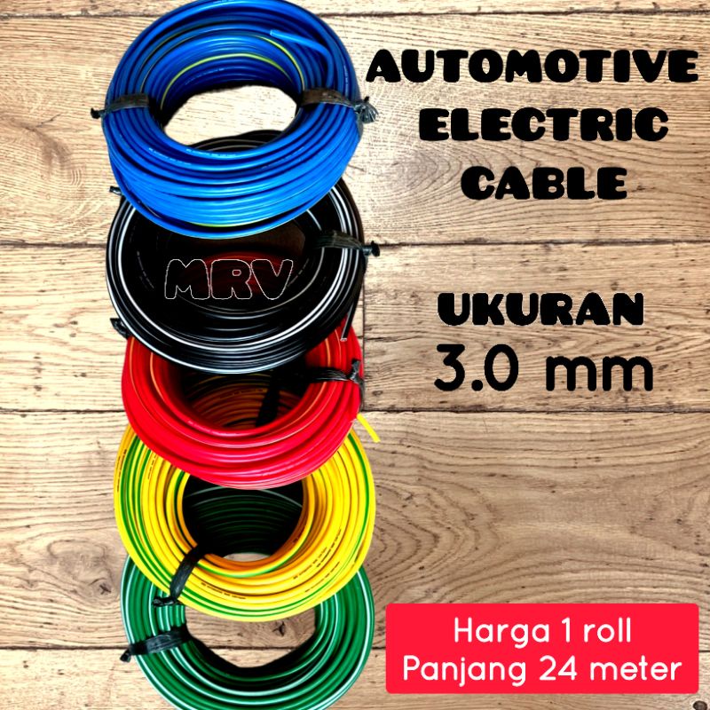 Jual 3mm AUTOMOTIVE ELECTRIC CABLE / KABEL OTOMOTIF AVSS 3.0mm x 24 ...