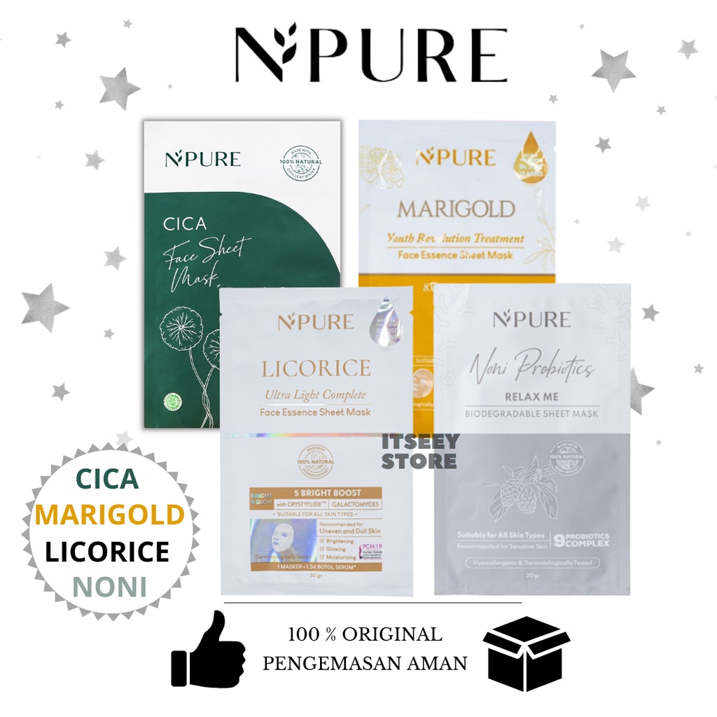 Jual Npure Cica - Licorice - Marigold - Noni Face Sheet Mask | Masker ...