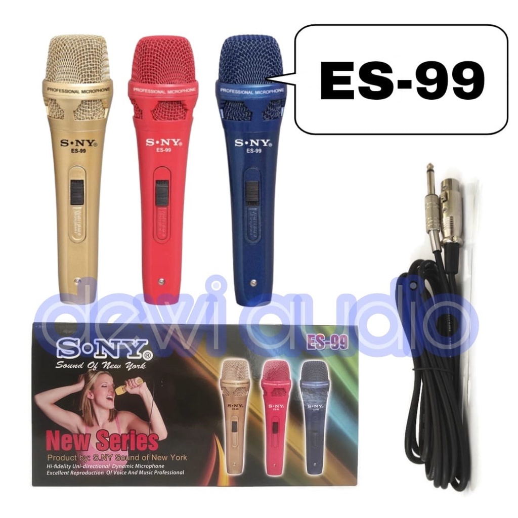 Jual MIC WARNA ES-99 MICROPHONE WARNA ES99 GOLD MERAH BIRU | Shopee Indonesia