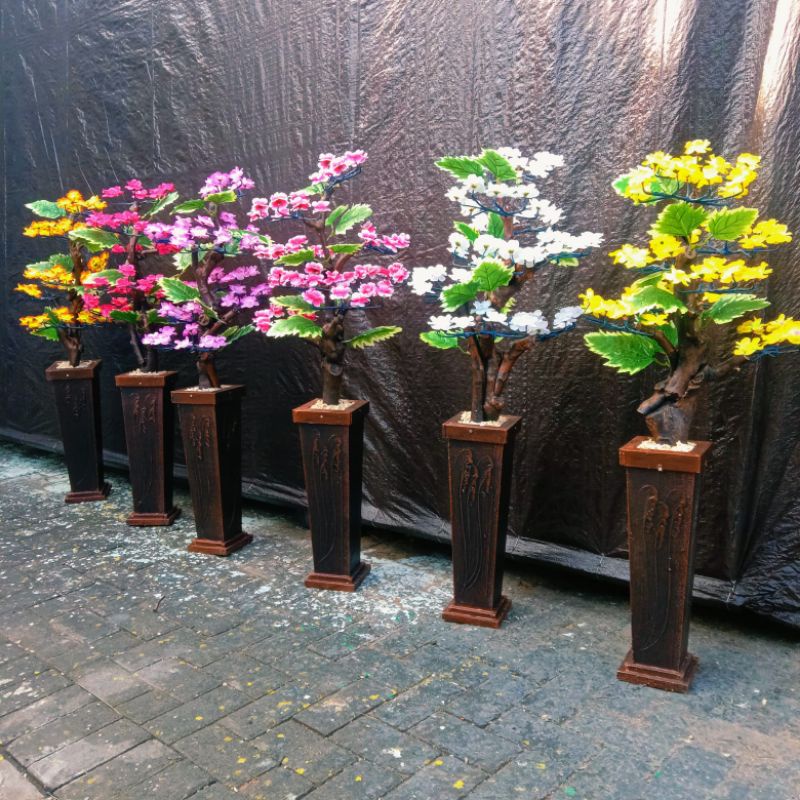 Jual BUNGA SUDUT RUANGAN LENGKAP VAS BATU // BUNGA HIAS ARTIFICIAL ...