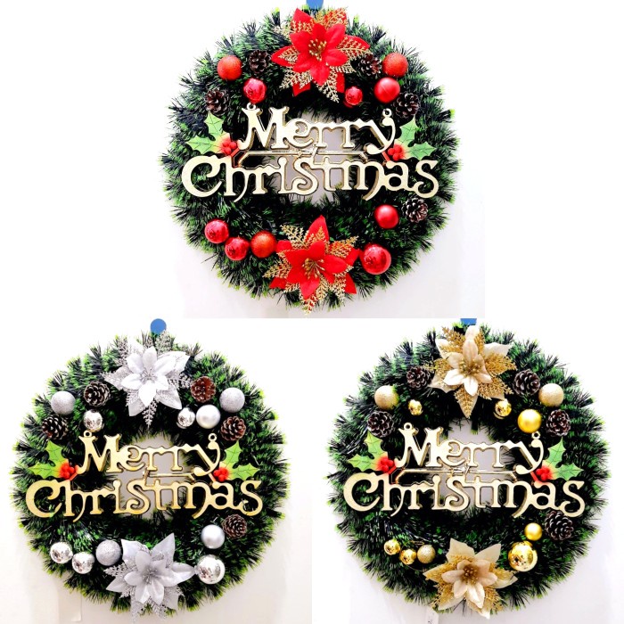 Jual Christmas Krans 45 Cm Dekorasi Hiasan Pintu Daun Lingkar Natal ...