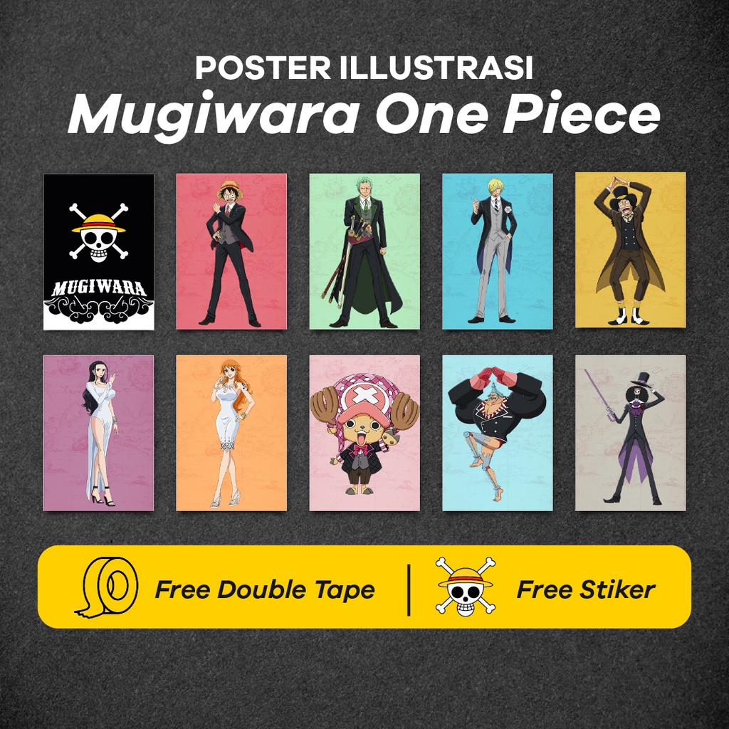 Jual Poster Mugiwara One Piece Mugiwara Dewasa Crew 1 SET ISI 10 LEMBAR ...