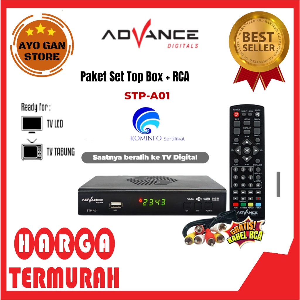 Jual ADVANCE STB Set Top Box TV Digital Full HD STP+RCA |STP-A01/STP-A02 | Shopee Indonesia