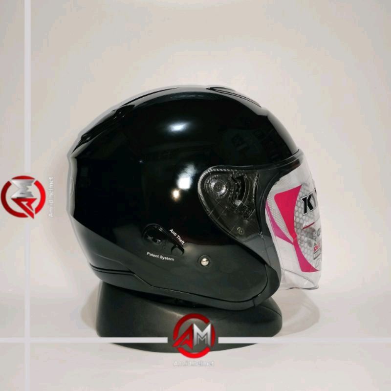 Jual HELM KYT KYOTO R SOLID BLACK GLOSSY KYT HELM KYOTO POLOS HITAM HALF FACE | Shopee Indonesia