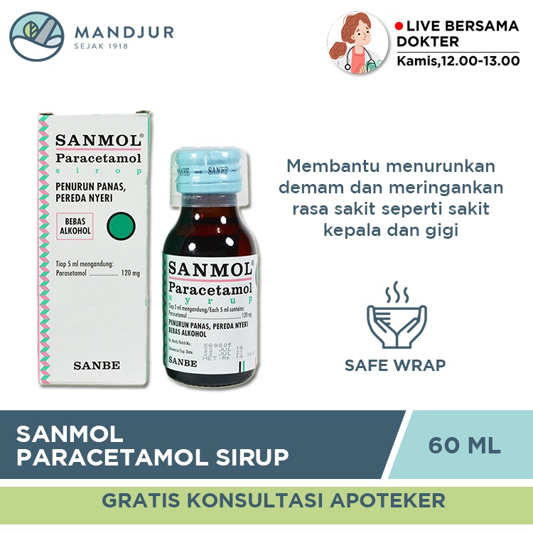 Jual Sanmol Paracetamol Sirop - Obat Penurun Panas / Demam Anak ...