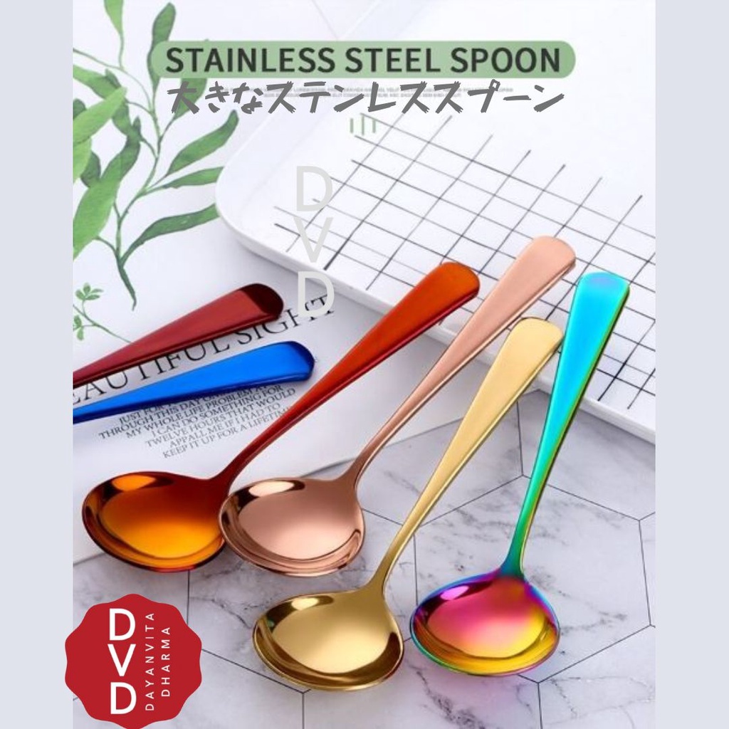 Jual Spoon Stainless Steel Big Round SILVER 16 CM - Sendok Bulat Es ...