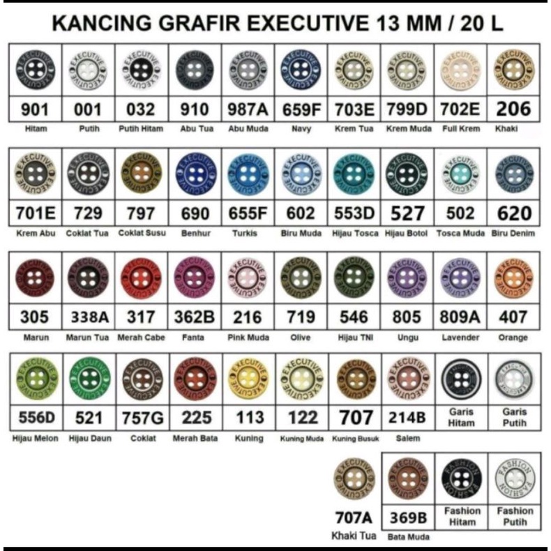 Jual Kancing baju/Hem/GRAFIR/EXECUTIVE ukuran 1,3cm 144pcs kancing ...