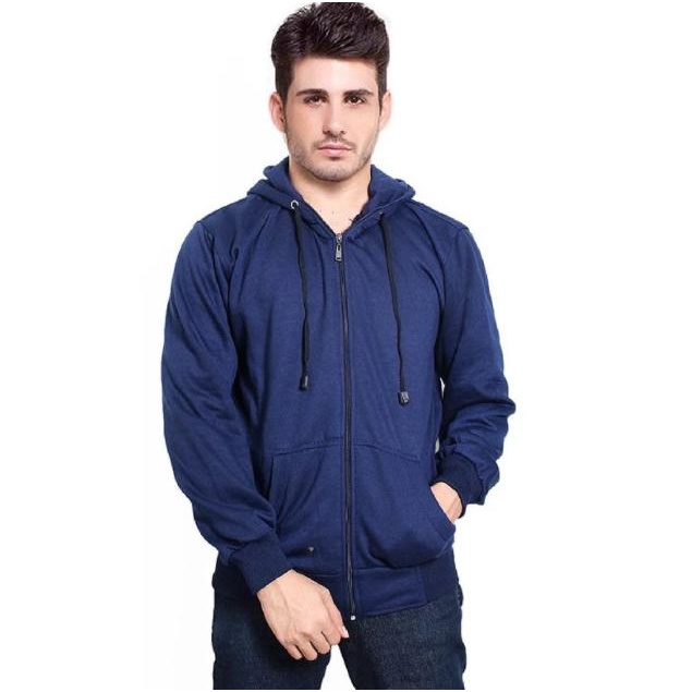 Jual Jaket Sweater Polos Hoodie Zipper Biru Navy - Navy, M | Shopee ...