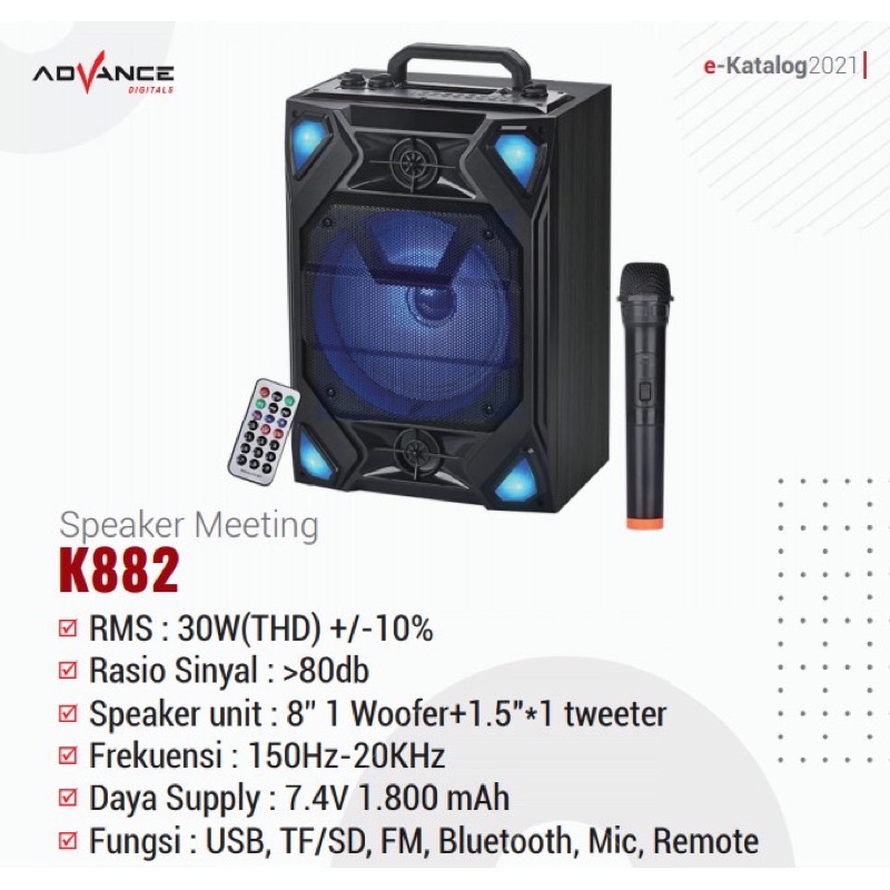 Jual Advance K882 Speaker Bluetooth Salon Aktif Portabel 8" Ukuran Besar Gratis Mic | Shopee ...