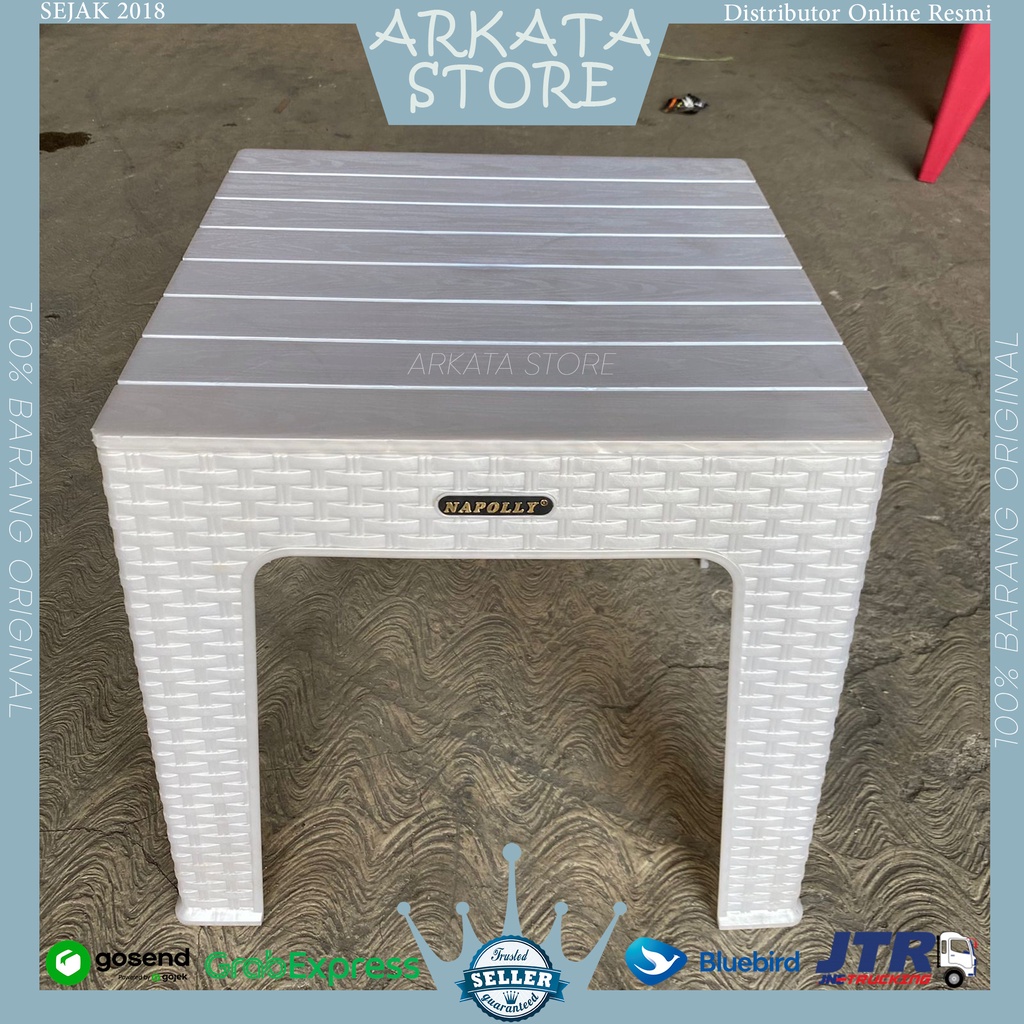 Jual Mapan 45 - Meja Teras Plastik Napolly Motif anyaman Rotan | Meja ...
