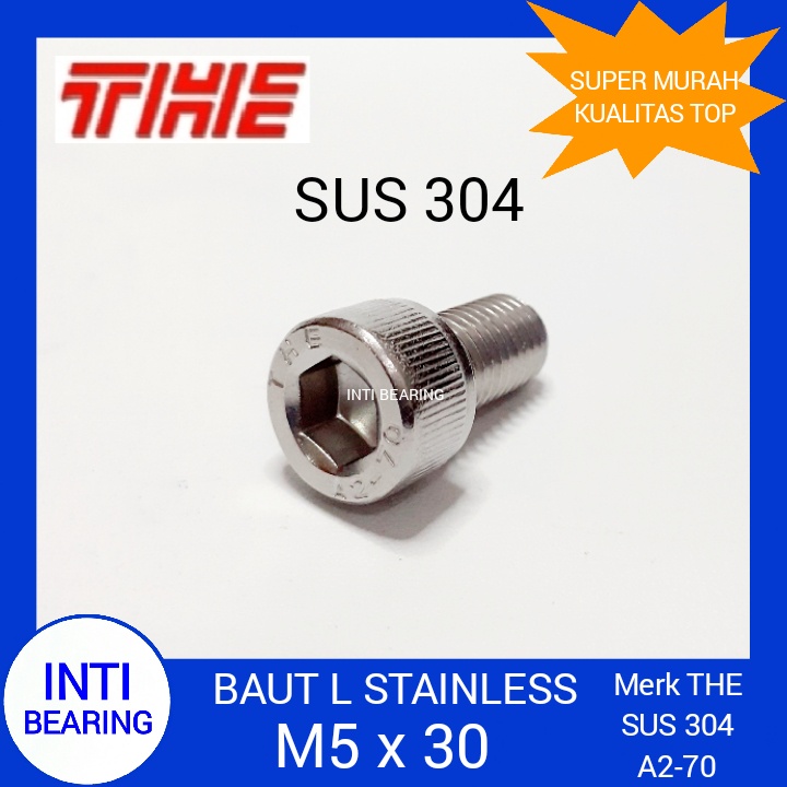 Jual BAUT L STAINLESS M5x30 MEREK THE SUS 304 M5 x 30 30 MM 3,0 CM L4 P 0,8 | Shopee Indonesia