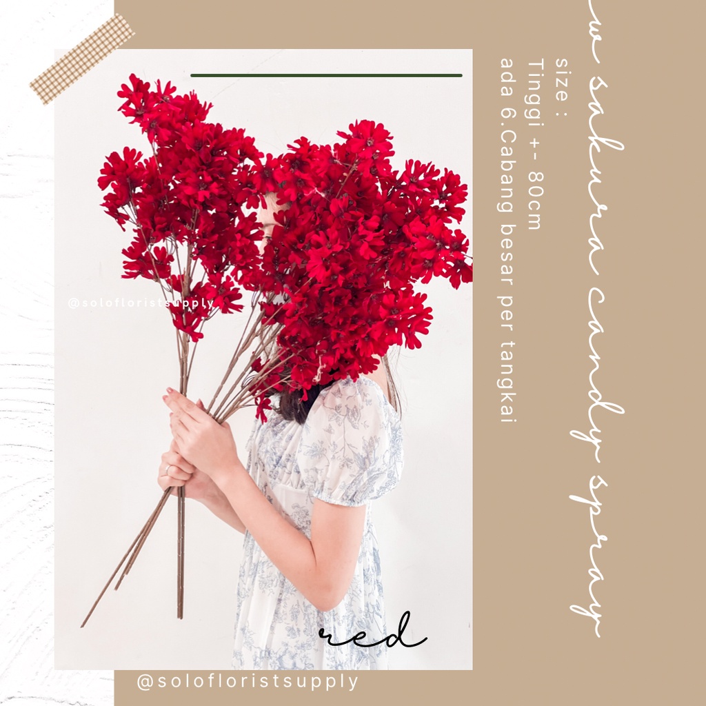 Jual NEW SAKURA CANDY SPRAY ARTIFICIAL FLOWER BUNGA PALSU BUNGA BUATAN ...