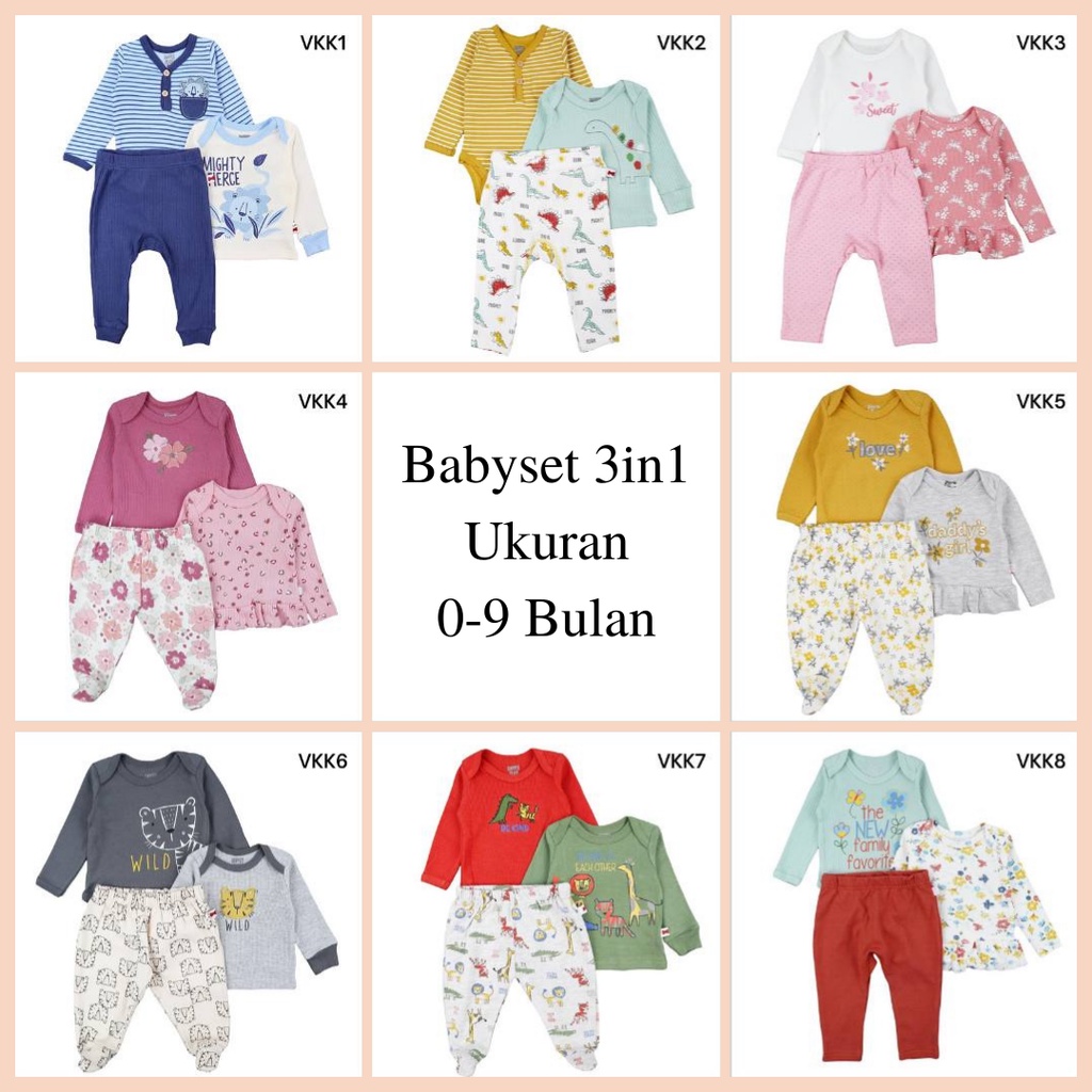 Jual MINIBOO - Babyset 3in1 kode VKK1-VKK8 JUMPER BAYI STELAN BAYI ...
