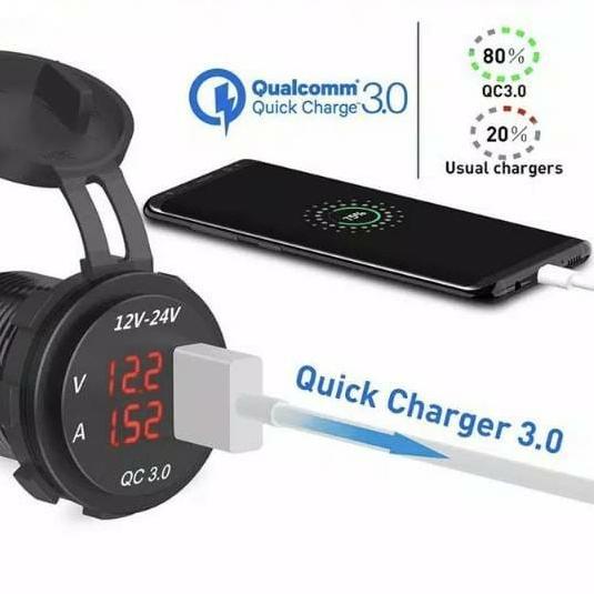 Jual SGA | Quick Fast USB Charger Voltmeter Ammeter LED QC 3.0 Mobil ...