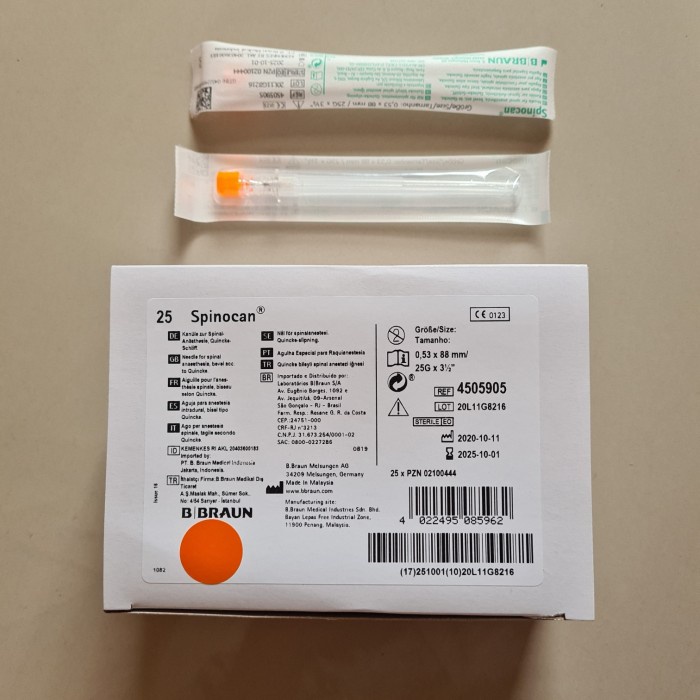 Jual SPINOCAN 25 G B BRAUN / JARUM SPINAL NEEDLE - 25 G/26 G/27 G ...