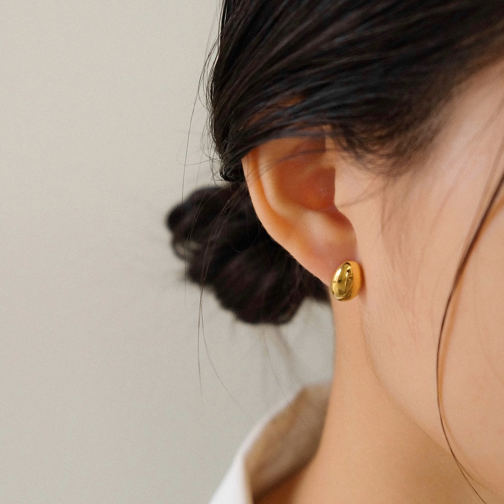 Jual Dome Bold Stud Earrings — 18K Gold Plated Stainless Steel Anting ...