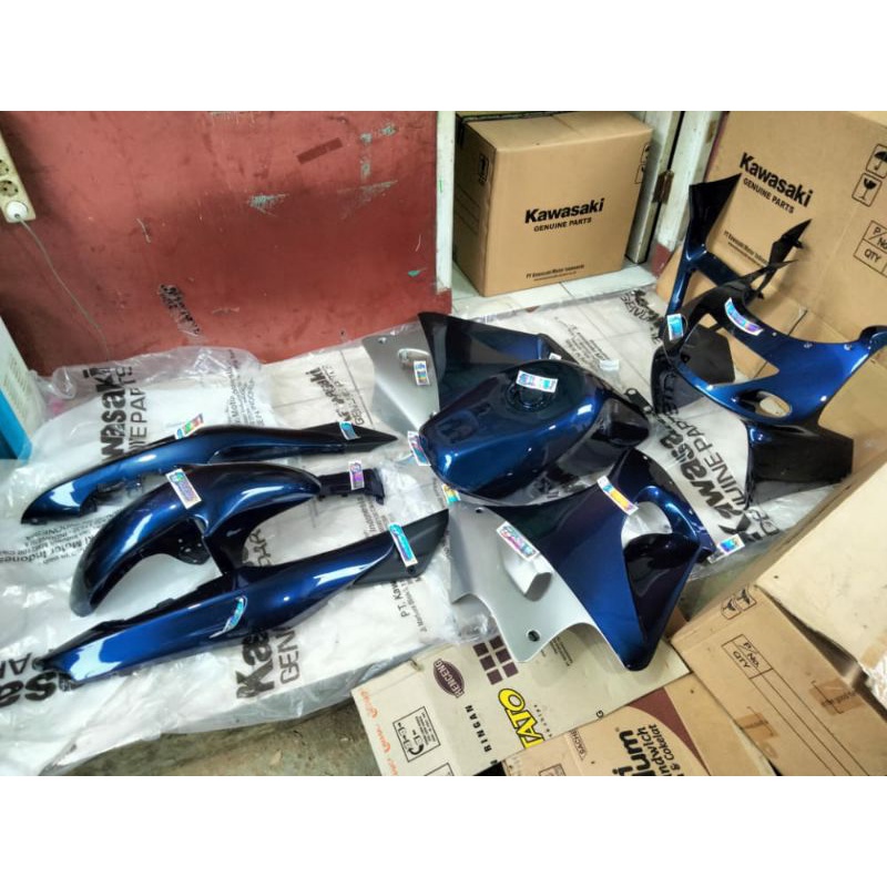 Jual BODY FULL SET FAIRING BARONG TANGKI NINJA RR OLD ZX CBU BIRU NAVY ...