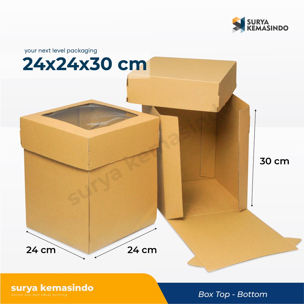 Jual Box 24x24x30 cm (Cinnamon 2 Top/Bot) Window Tart/Puding/Kardus ...