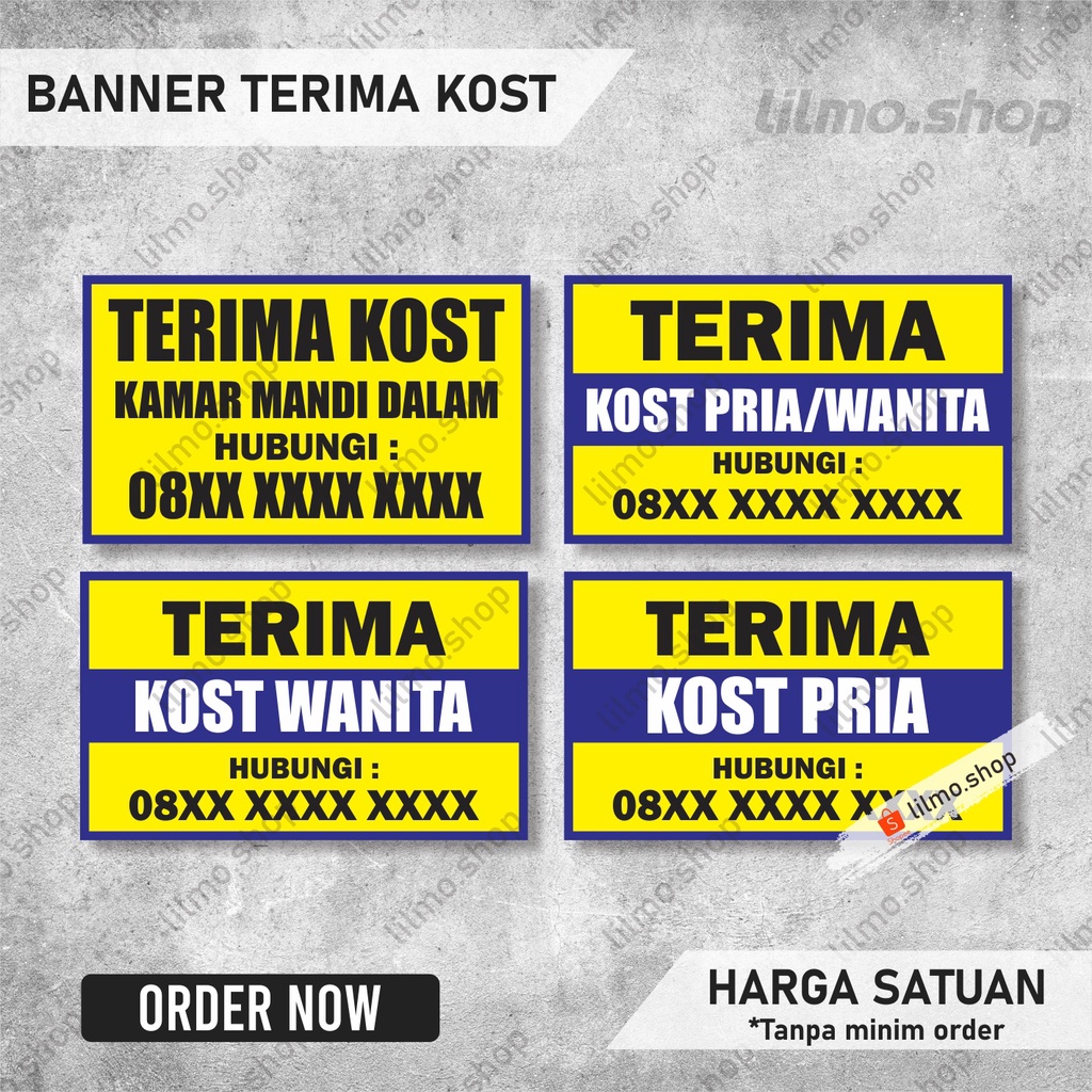 Jual Cetak Banner Terima Kost , Spanduk Terima Kost | Shopee Indonesia
