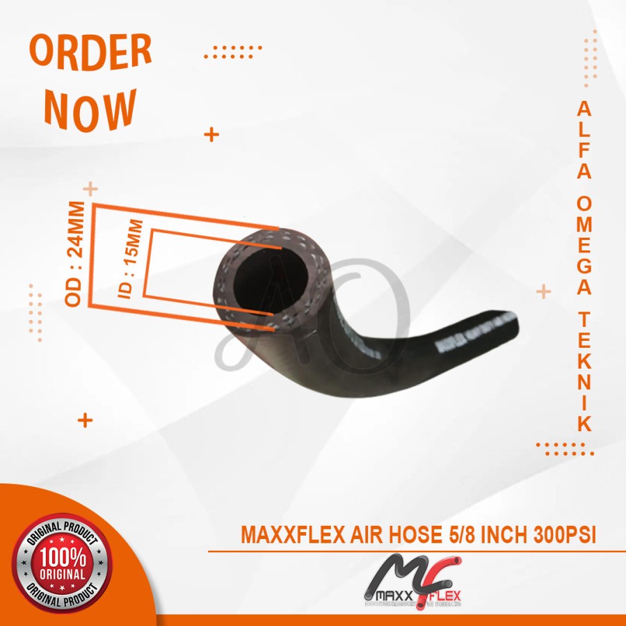 Jual MAXXFLEX AIR HOSE RUBBER 5/8 INCH SELANG ANGIN KARET BENANG 20 BAR ...