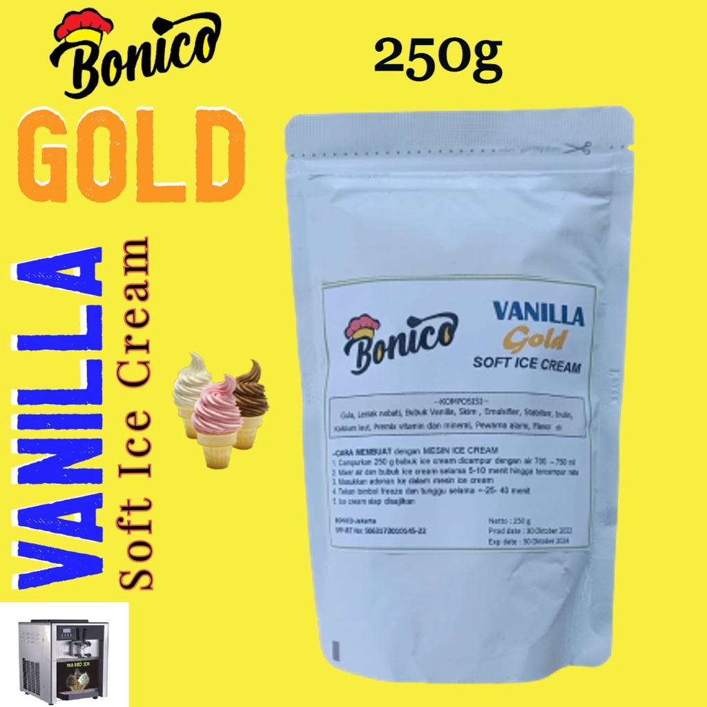 Jual Bonico VANILLA GOLD Soft Ice Cream Powder 250g serbuk bubuk tepung ...