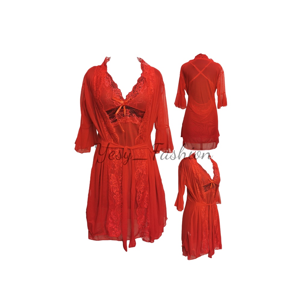 Jual KIMONO + INNER LINGERIE 3IN1 MOTIF BUNGA Coat+Sling KK31 | Shopee ...