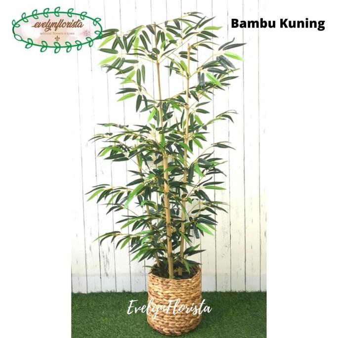 Jual Pohon Hias Bambu Hijau Kuning Latex Artificial Cover Pot Eceng ...