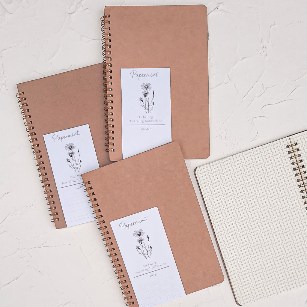 Jual [Artopia] Journaling Gold Ring Kraft Notebook A5 Dot Grid Blank ...