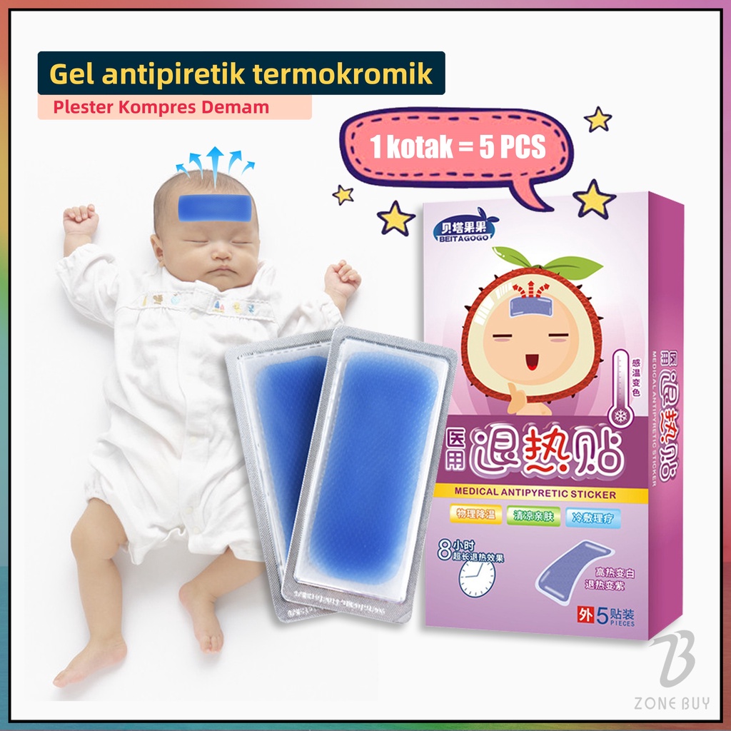 Jual Gel antipiretik termokromik / Plester Kompres Demam / Fever Bayi ...
