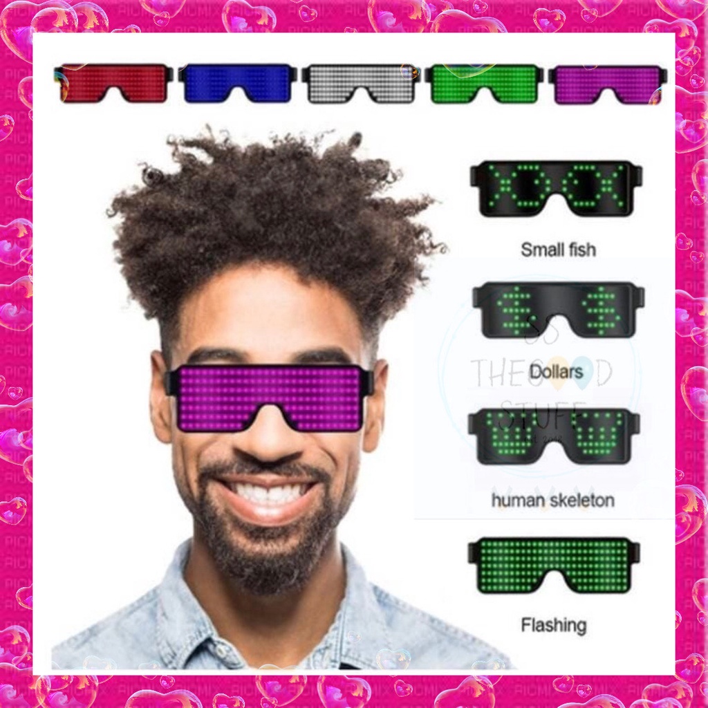 Jual Kacamata LED Virtual Fashion USB 8 Mode Flash Light Party DJ Disco ...