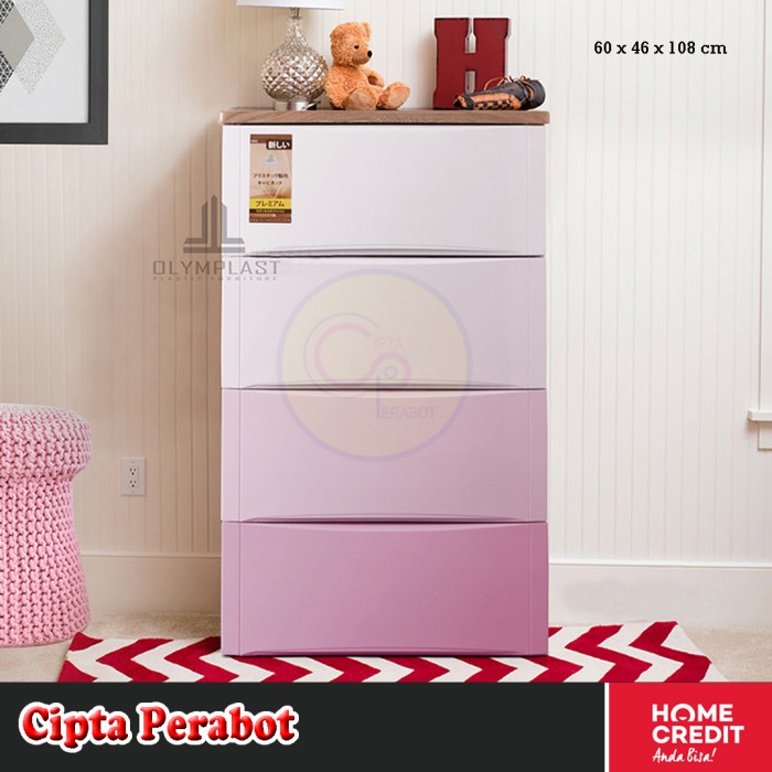 Jual Rak Container Plastik Olymplast ODC 04 Warna Hitos / Pink Drawer ...