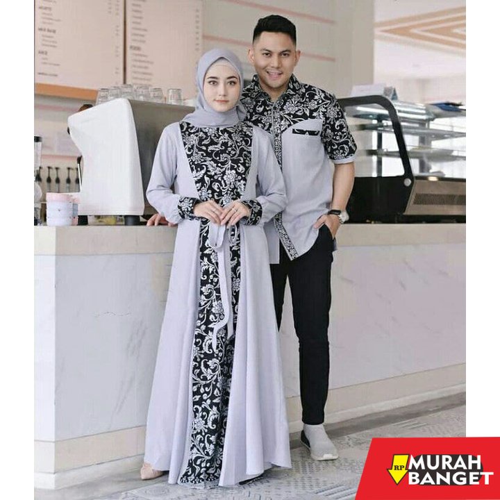 Jual model gamis kombinasi polos terbaru 2022 dress gamis couple baju ...