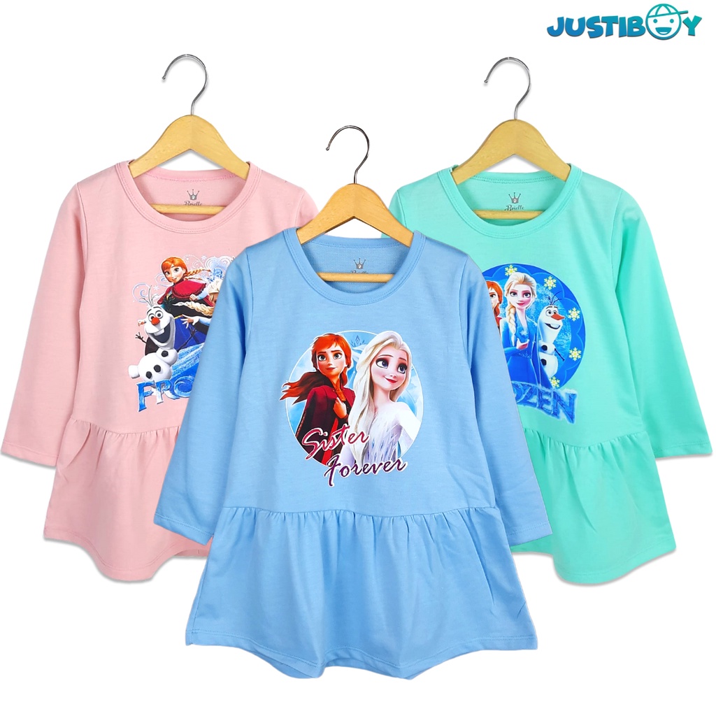 Jual Dress Anak Perempuan Lengan Panjang Frozen Elsa & Anna Midi ...