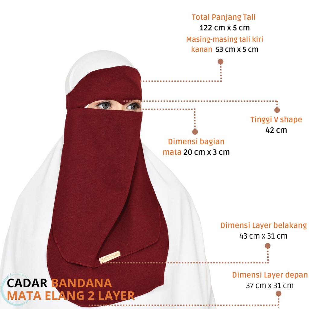 Jual RAFIRA HIJAB - Cadar Bandana Mata Elang 2 Layer / Cadar Niqab Mata ...
